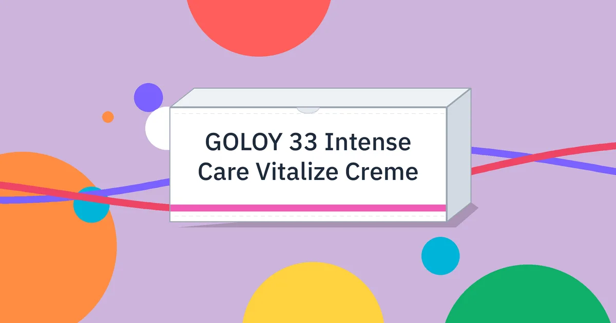 Symbolbild: Packung mit der Aufschrift GOLOY 33 Intense Care Vitalize Creme (PZN 14418677) – Verfügbarkeit und Bezug in Apotheken in Frankfurt am Main