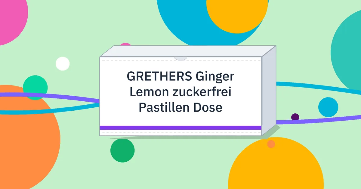 Symbolbild: Packung mit der Aufschrift GRETHERS Ginger Lemon zuckerfrei Pastillen Dose (PZN 19834328) – Verfügbarkeit und Bezug in Apotheken in Frankfurt am Main