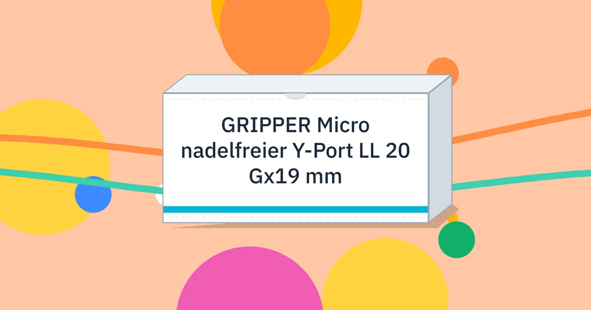 Symbolbild: Packung mit der Aufschrift GRIPPER Micro nadelfreier Y-Port LL 20 Gx19 mm (PZN 16747327) – Verfügbarkeit und Bezug in Apotheken in Frankfurt am Main