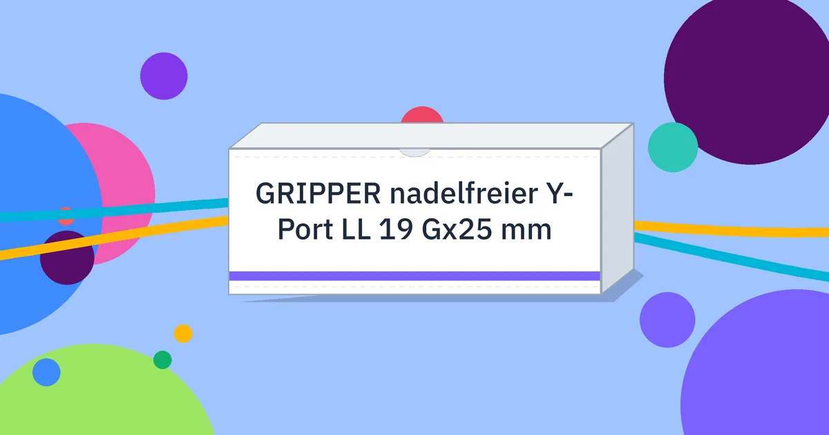 Symbolbild: Packung mit der Aufschrift GRIPPER nadelfreier Y-Port LL 19 Gx25 mm (PZN 09675969) – Verfügbarkeit und Bezug in Apotheken in Frankfurt am Main