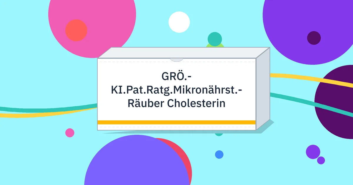 Symbolbild: Packung mit der Aufschrift GRÖ.-KI.Pat.Ratg.Mikronährst.-Räuber Cholesterin (PZN 11148438) – Verfügbarkeit und Bezug in Apotheken in Frankfurt am Main