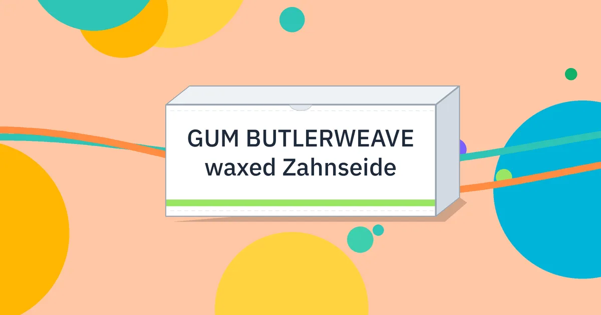 Symbolbild: Packung mit der Aufschrift GUM BUTLERWEAVE waxed Zahnseide (PZN 11348143) – Verfügbarkeit und Bezug in Apotheken in Frankfurt am Main