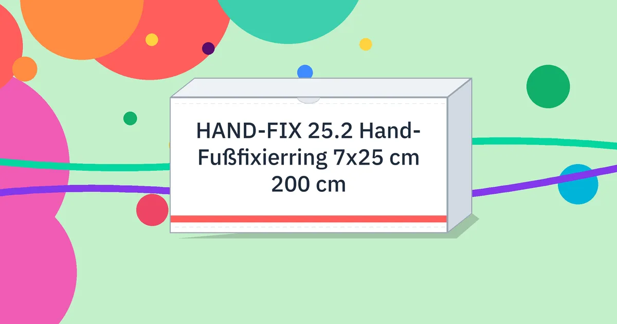 Symbolbild: Packung mit der Aufschrift HAND-FIX 25.2 Hand-Fußfixierring 7x25 cm 200 cm (PZN 18777976) – Verfügbarkeit und Bezug in Apotheken in Frankfurt am Main