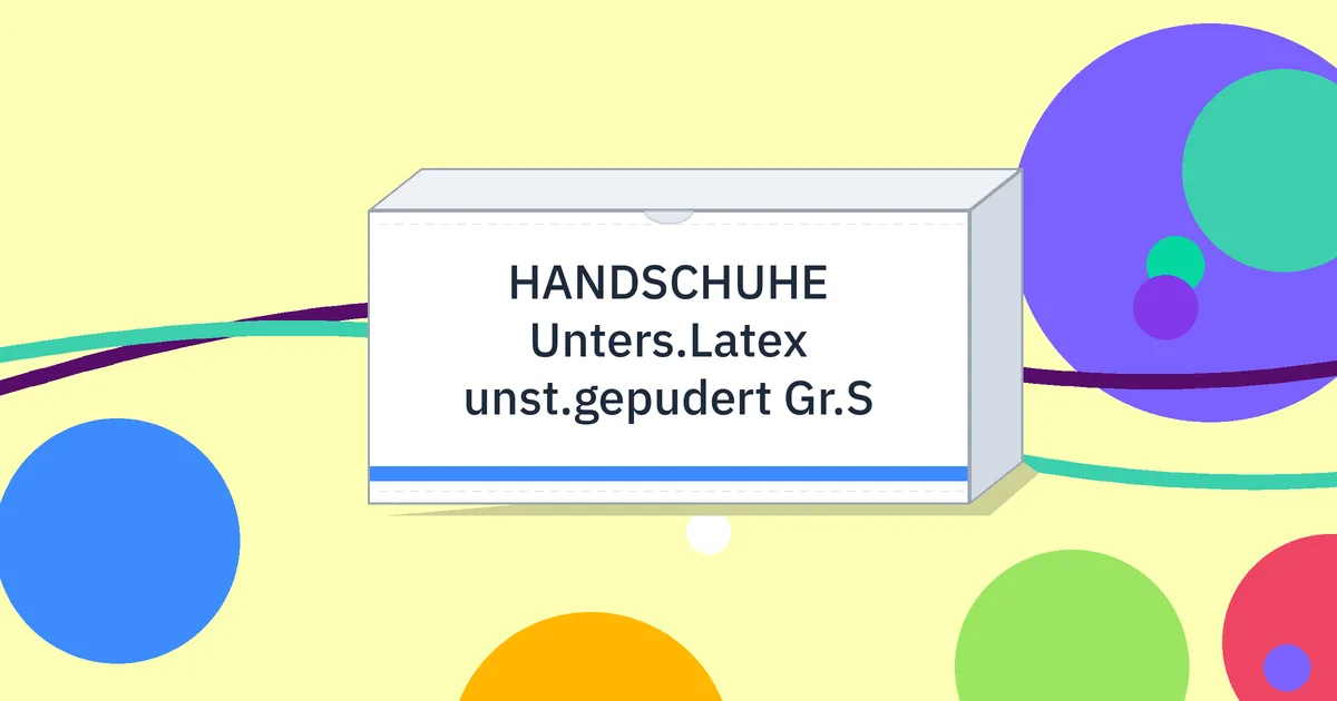 Symbolbild: Packung mit der Aufschrift HANDSCHUHE Unters.Latex unst.gepudert Gr.S (PZN 04980099) – Verfügbarkeit und Bezug in Apotheken in Frankfurt am Main