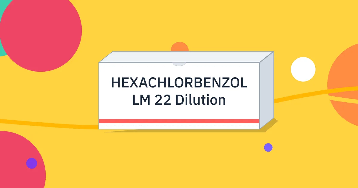 Symbolbild: Packung mit der Aufschrift HEXACHLORBENZOL LM 22 Dilution (PZN 12888930) – Verfügbarkeit und Bezug in Apotheken in Frankfurt am Main