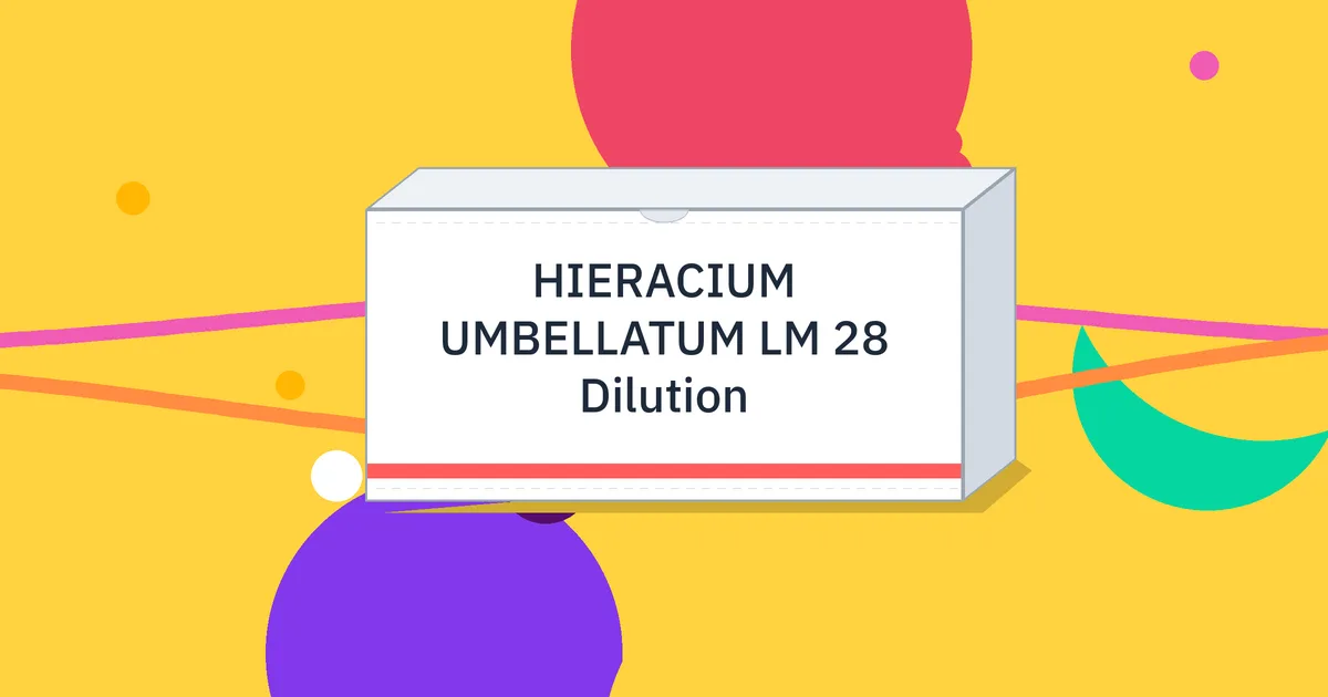 Symbolbild: Packung mit der Aufschrift HIERACIUM UMBELLATUM LM 28 Dilution (PZN 13554148) – Verfügbarkeit und Bezug in Apotheken in Frankfurt am Main