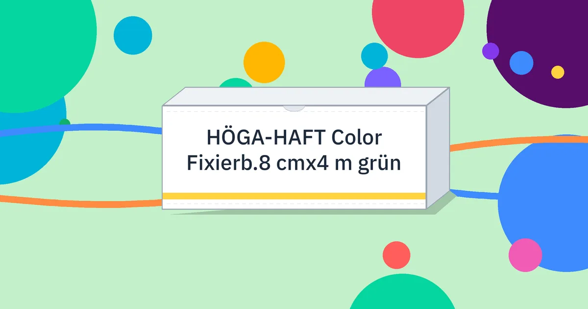 Symbolbild: Packung mit der Aufschrift HÖGA-HAFT Color Fixierb.8 cmx4 m grün (PZN 10933201) – Verfügbarkeit und Bezug in Apotheken in Frankfurt am Main