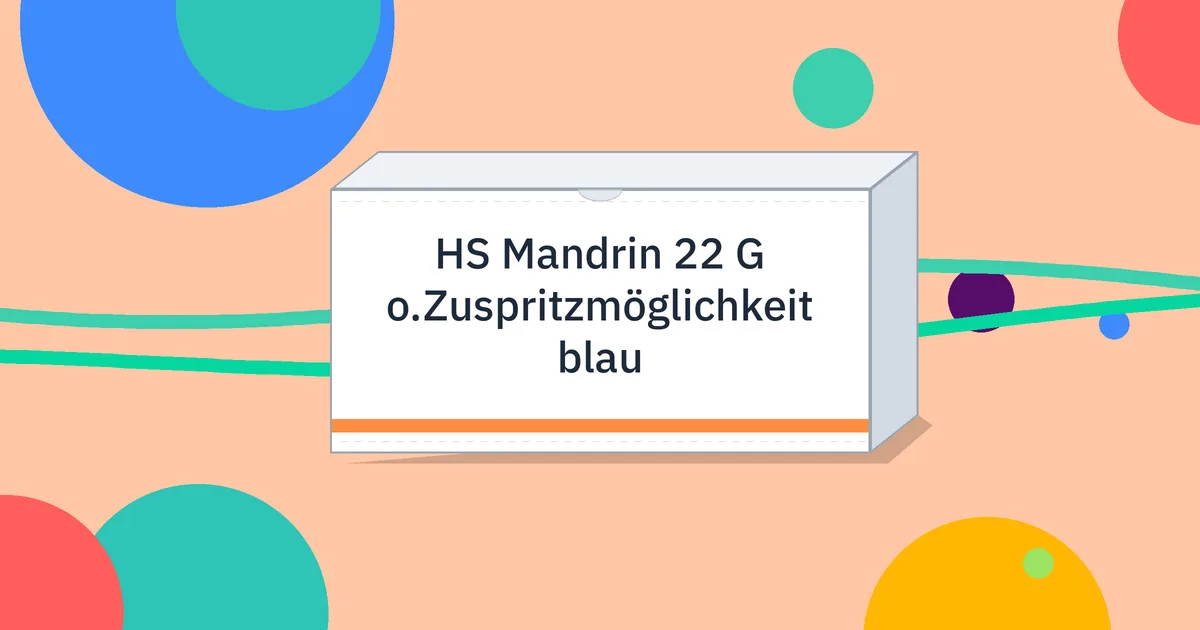 Symbolbild: Packung mit der Aufschrift HS Mandrin 22 G o.Zuspritzmöglichkeit blau (PZN 12596328) – Verfügbarkeit und Bezug in Apotheken in Frankfurt am Main