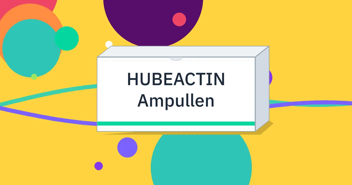 Symbolbild: Packung mit der Aufschrift HUBEACTIN Ampullen (PZN 04190316) – Verfügbarkeit und Bezug in Apotheken in Frankfurt am Main
