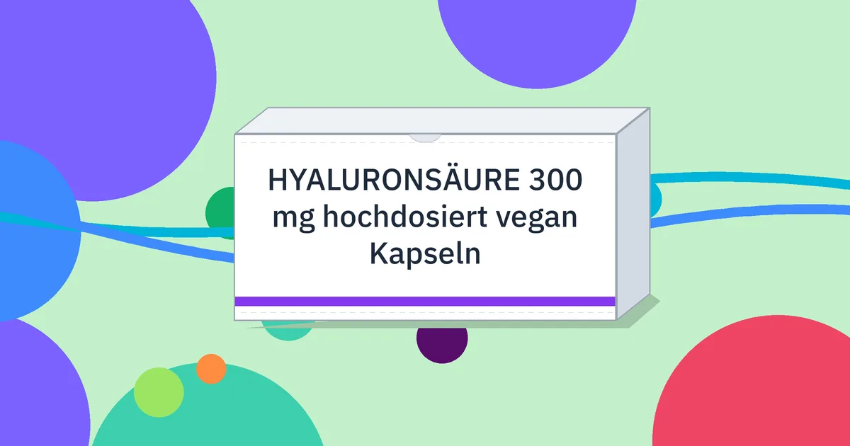Symbolbild: Packung mit der Aufschrift HYALURONSÄURE 300 mg hochdosiert vegan Kapseln (PZN 13947391) – Verfügbarkeit und Bezug in Apotheken in Frankfurt am Main