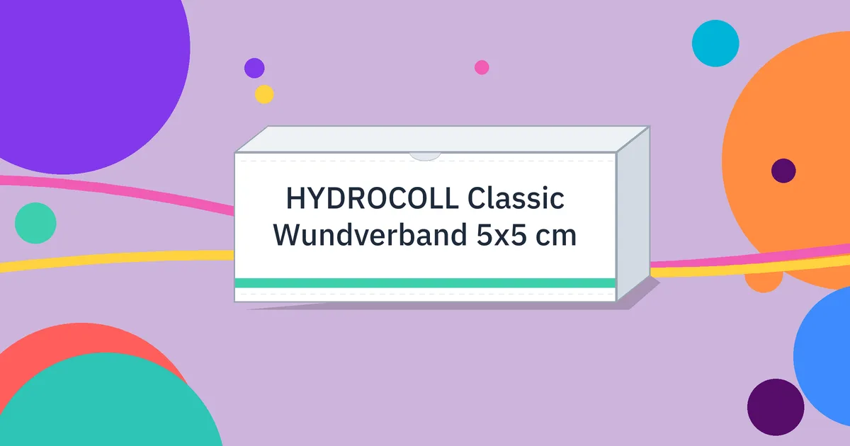 Symbolbild: Packung mit der Aufschrift HYDROCOLL Classic Wundverband 5x5 cm (PZN 20271988) – Verfügbarkeit und Bezug in Apotheken in Frankfurt am Main