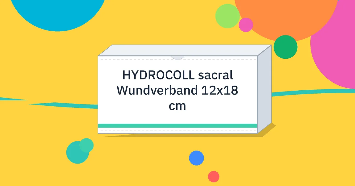 Symbolbild: Packung mit der Aufschrift HYDROCOLL sacral Wundverband 12x18 cm (PZN 17543325) – Verfügbarkeit und Bezug in Apotheken in Frankfurt am Main