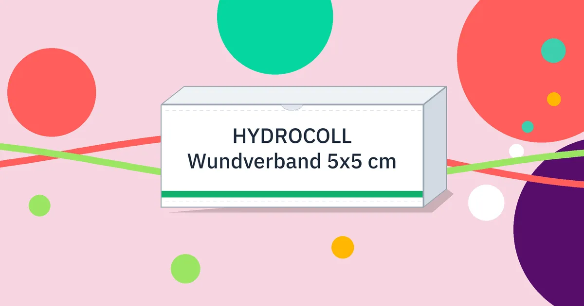Symbolbild: Packung mit der Aufschrift HYDROCOLL Wundverband 5x5 cm (PZN 17309285) – Verfügbarkeit und Bezug in Apotheken in Frankfurt am Main