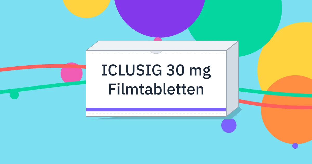 Symbolbild: Packung mit der Aufschrift ICLUSIG 30 mg Filmtabletten (PZN 12415002) – Verfügbarkeit und Bezug in Apotheken in Frankfurt am Main