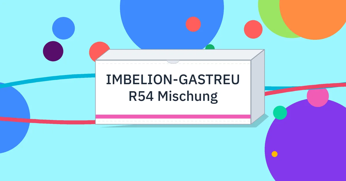 Symbolbild: Packung mit der Aufschrift IMBELION-GASTREU R54 Mischung (PZN 04163584) – Verfügbarkeit und Bezug in Apotheken in Frankfurt am Main
