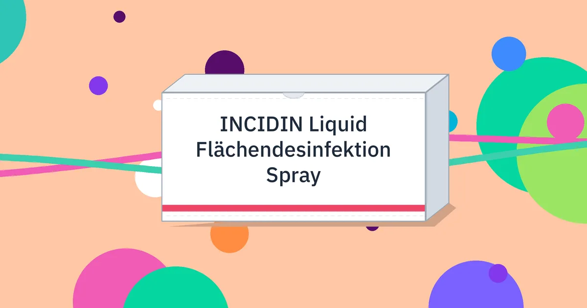 Symbolbild: Packung mit der Aufschrift INCIDIN Liquid Flächendesinfektion Spray (PZN 00697372) – Verfügbarkeit und Bezug in Apotheken in Frankfurt am Main