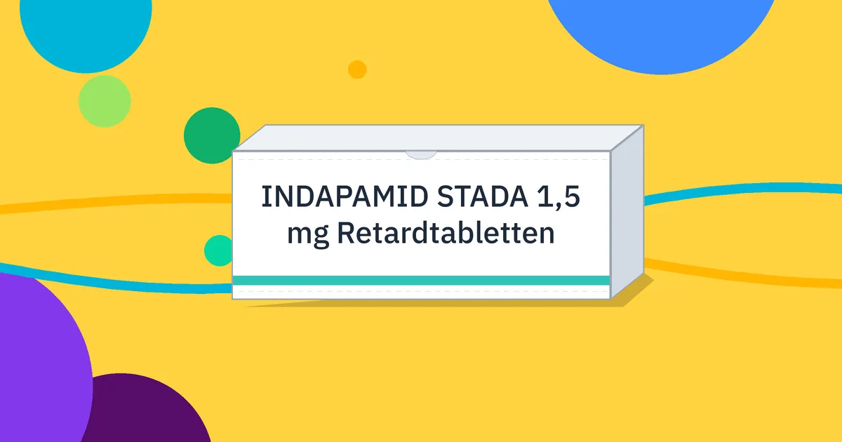 Symbolbild: Packung mit der Aufschrift INDAPAMID STADA 1,5 mg Retardtabletten (PZN 17848929) – Verfügbarkeit und Bezug in Apotheken in Frankfurt am Main