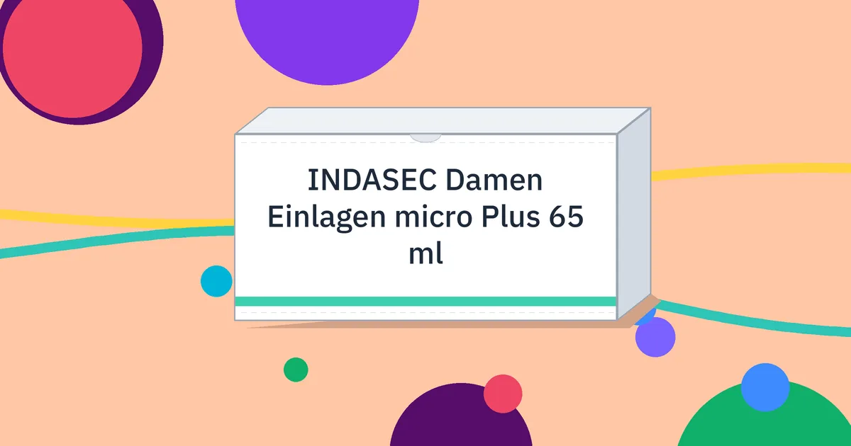 Symbolbild: Packung mit der Aufschrift INDASEC Damen Einlagen micro Plus 65 ml (PZN 09922422) – Verfügbarkeit und Bezug in Apotheken in Frankfurt am Main