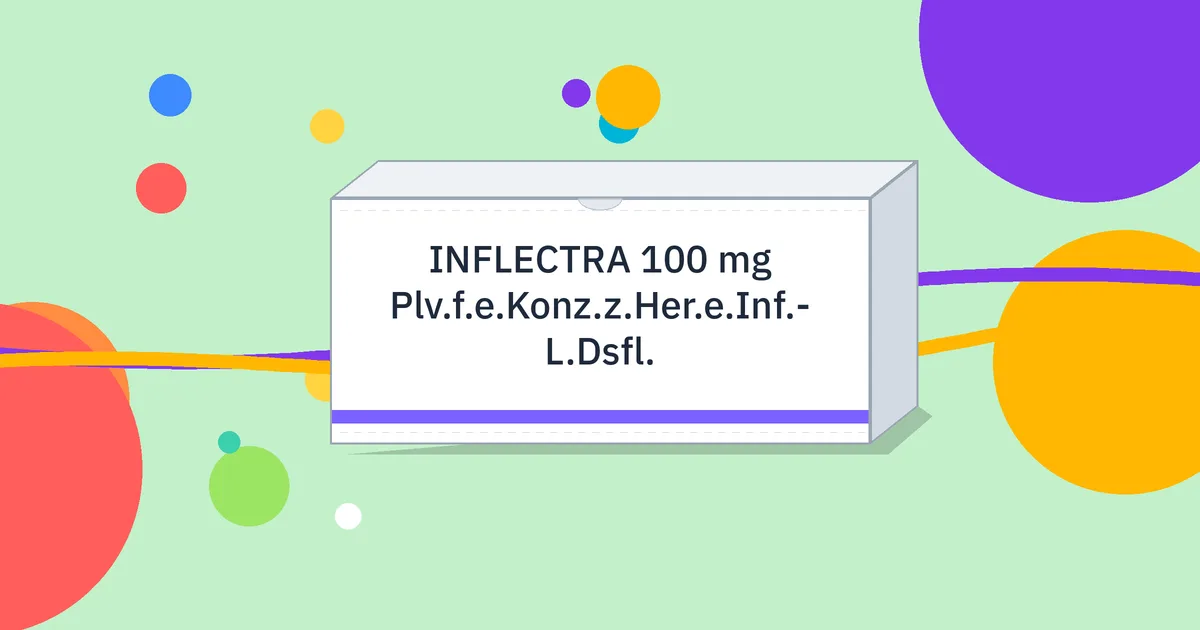 Symbolbild: Packung mit der Aufschrift INFLECTRA 100 mg Plv.f.e.Konz.z.Her.e.Inf.-L.Dsfl. (PZN 11344961) – Verfügbarkeit und Bezug in Apotheken in Frankfurt am Main