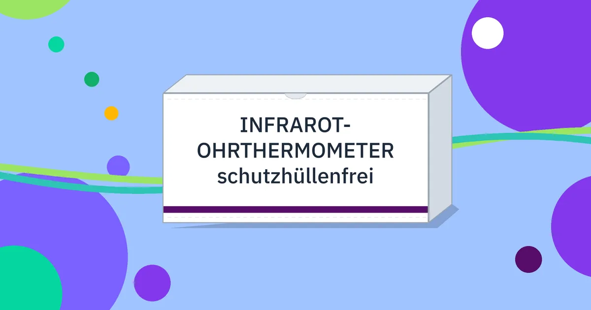 Symbolbild: Packung mit der Aufschrift INFRAROT-OHRTHERMOMETER schutzhüllenfrei (PZN 16034142) – Verfügbarkeit und Bezug in Apotheken in Frankfurt am Main