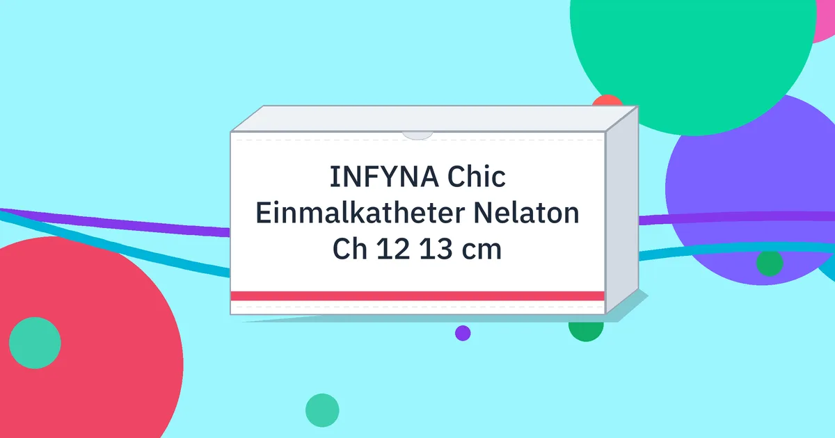 Symbolbild: Packung mit der Aufschrift INFYNA Chic Einmalkatheter Nelaton Ch 12 13 cm (PZN 15327882) – Verfügbarkeit und Bezug in Apotheken in Frankfurt am Main