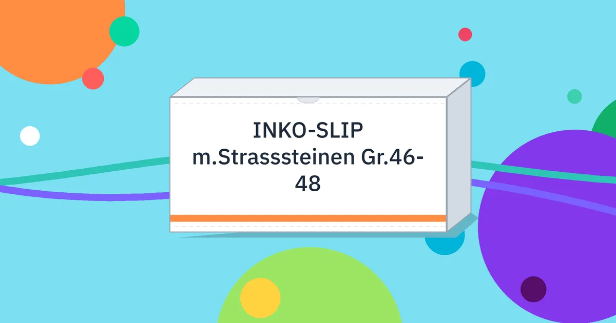 Symbolbild: Packung mit der Aufschrift INKO-SLIP m.Strasssteinen Gr.46-48 (PZN 16515278) – Verfügbarkeit und Bezug in Apotheken in Frankfurt am Main