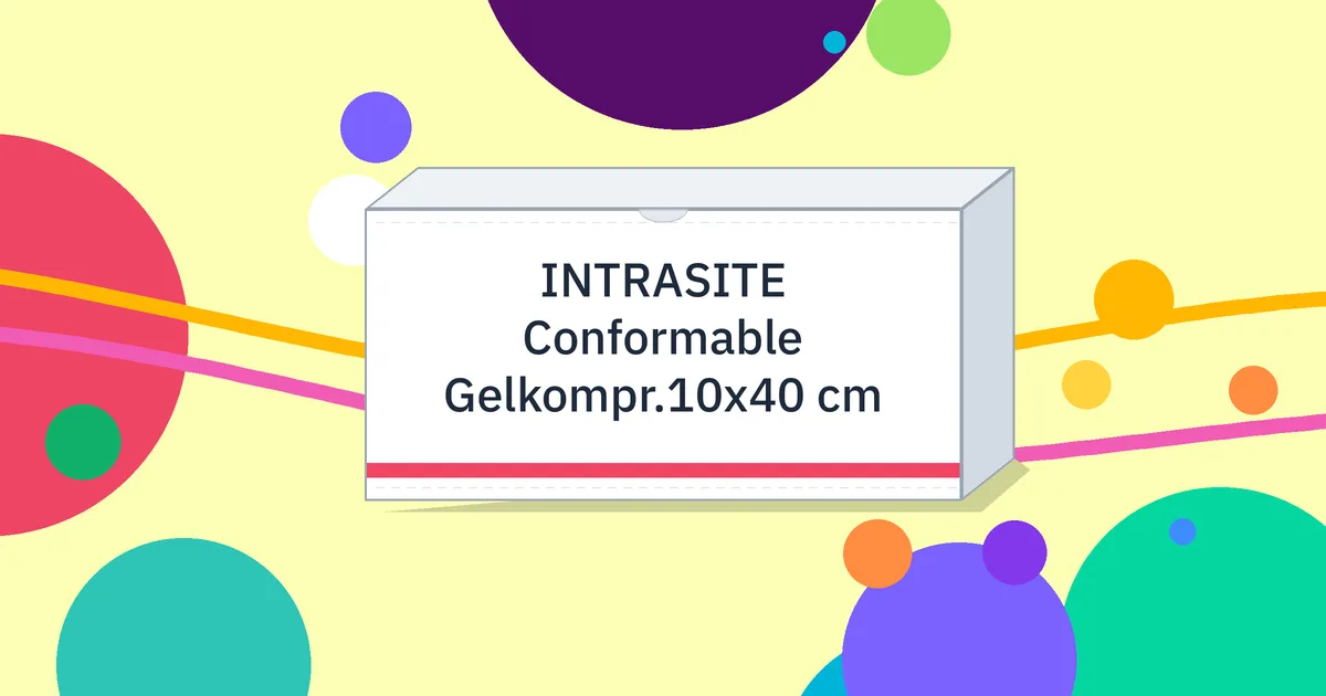 Symbolbild: Packung mit der Aufschrift INTRASITE Conformable Gelkompr.10x40 cm (PZN 13348012) – Verfügbarkeit und Bezug in Apotheken in Frankfurt am Main