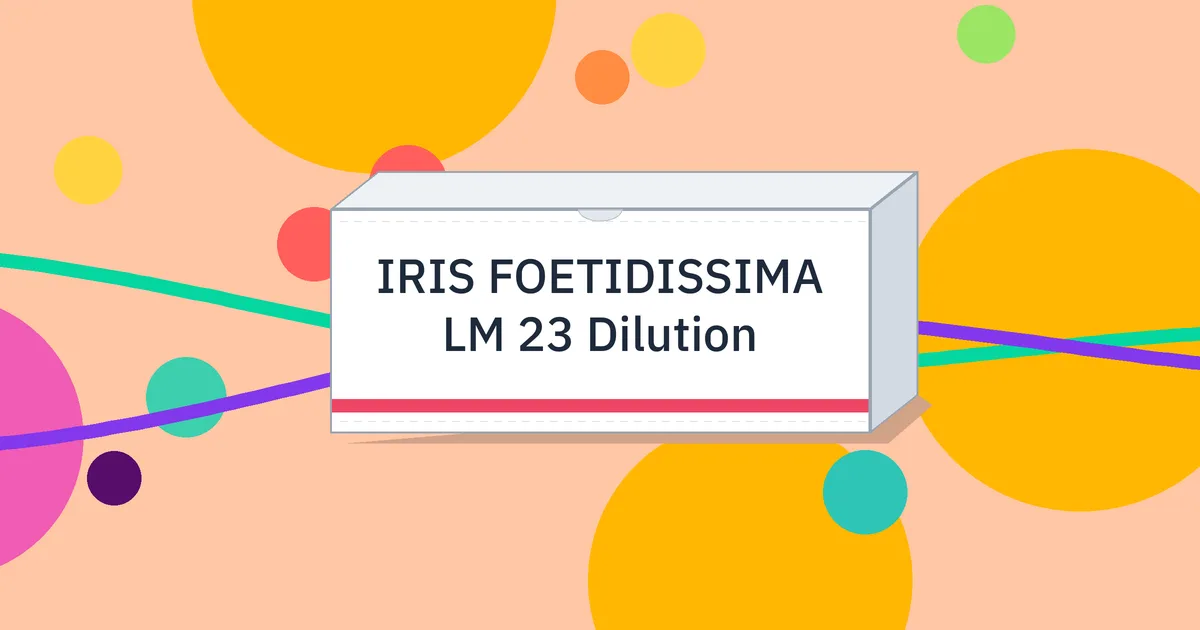 Symbolbild: Packung mit der Aufschrift IRIS FOETIDISSIMA LM 23 Dilution (PZN 12914024) – Verfügbarkeit und Bezug in Apotheken in Frankfurt am Main