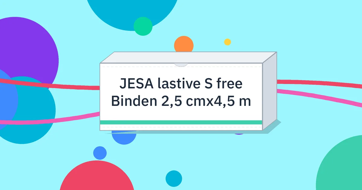 Symbolbild: Packung mit der Aufschrift JESA lastive S free Binden 2,5 cmx4,5 m (PZN 10705836) – Verfügbarkeit und Bezug in Apotheken in Frankfurt am Main