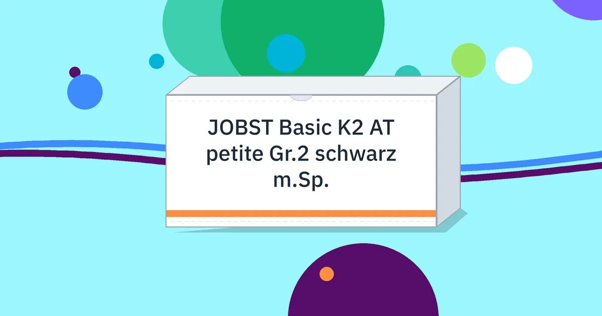 Symbolbild: Packung mit der Aufschrift JOBST Basic K2 AT petite Gr.2 schwarz m.Sp. (PZN 15311929) – Verfügbarkeit und Bezug in Apotheken in Frankfurt am Main