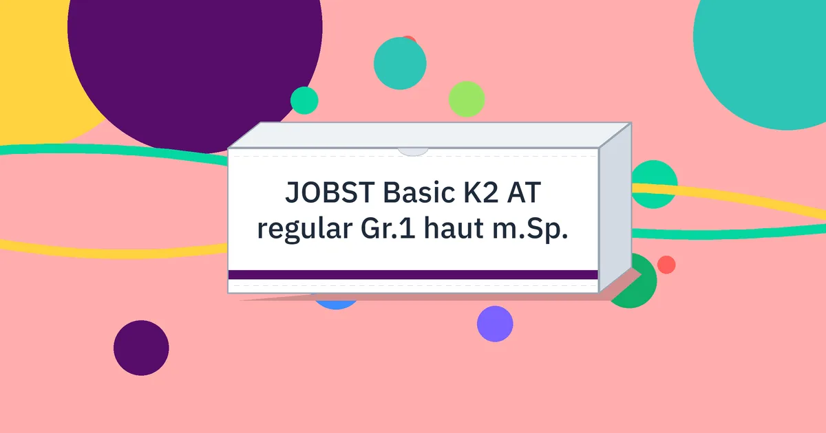 Symbolbild: Packung mit der Aufschrift JOBST Basic K2 AT regular Gr.1 haut m.Sp. (PZN 13060630) – Verfügbarkeit und Bezug in Apotheken in Frankfurt am Main