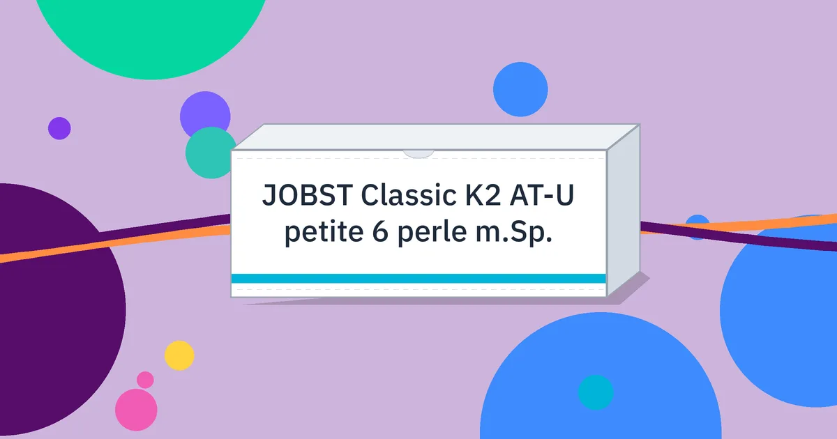 Symbolbild: Packung mit der Aufschrift JOBST Classic K2 AT-U petite 6 perle m.Sp. (PZN 13068123) – Verfügbarkeit und Bezug in Apotheken in Frankfurt am Main