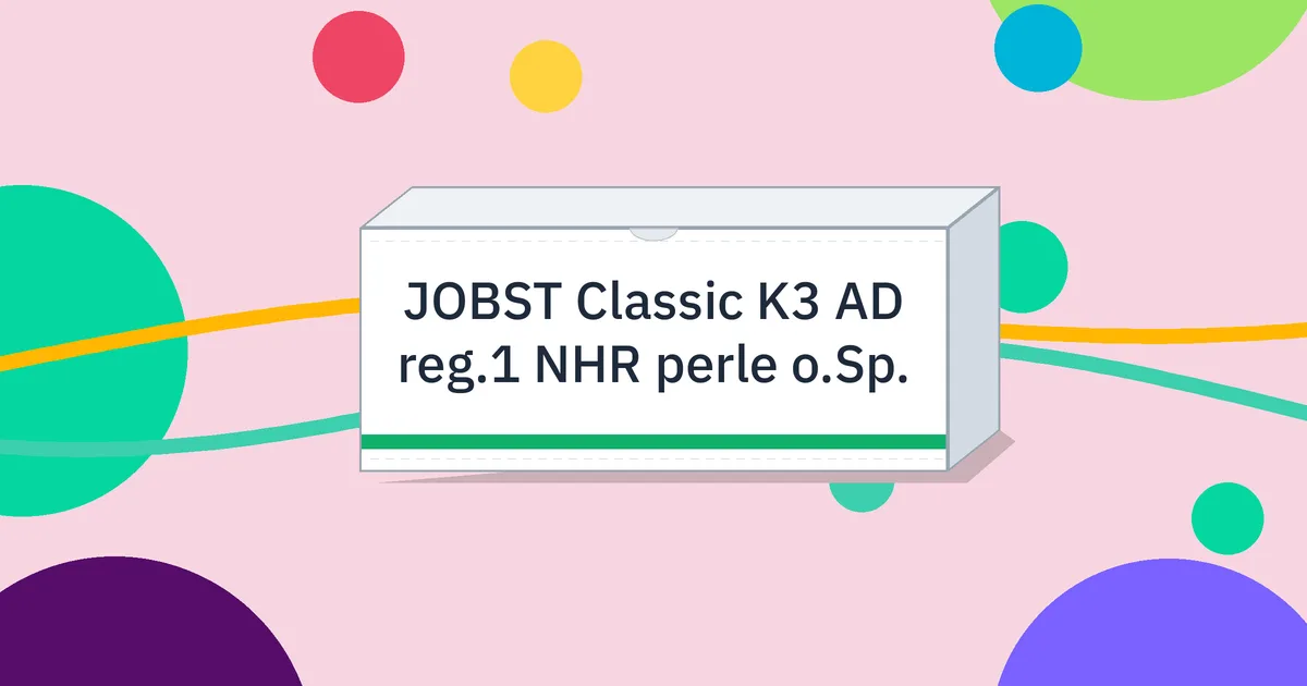 Symbolbild: Packung mit der Aufschrift JOBST Classic K3 AD reg.1 NHR perle o.Sp. (PZN 13071119) – Verfügbarkeit und Bezug in Apotheken in Frankfurt am Main
