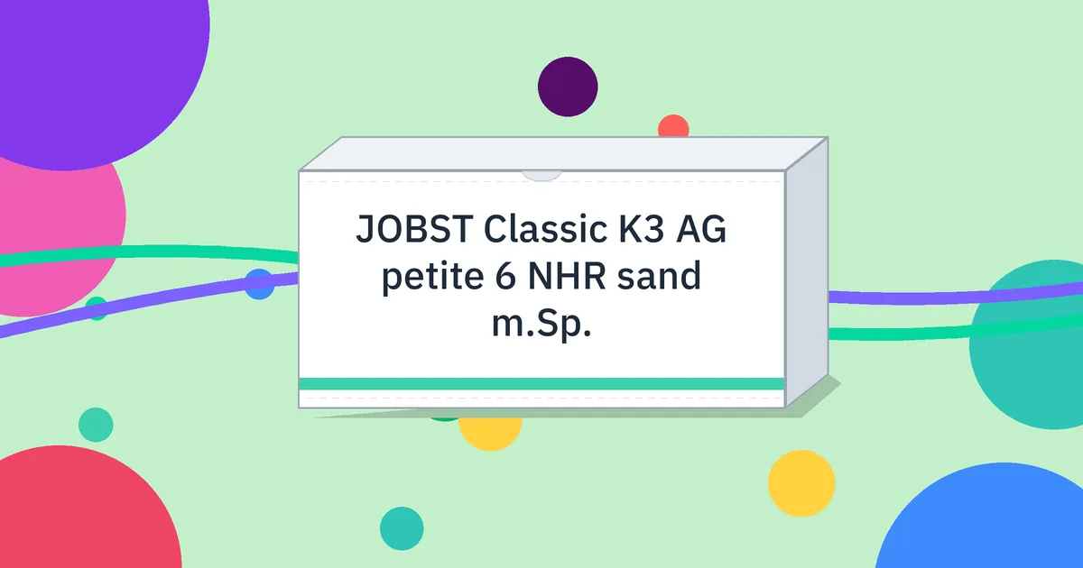 Symbolbild: Packung mit der Aufschrift JOBST Classic K3 AG petite 6 NHR sand m.Sp. (PZN 13072596) – Verfügbarkeit und Bezug in Apotheken in Frankfurt am Main