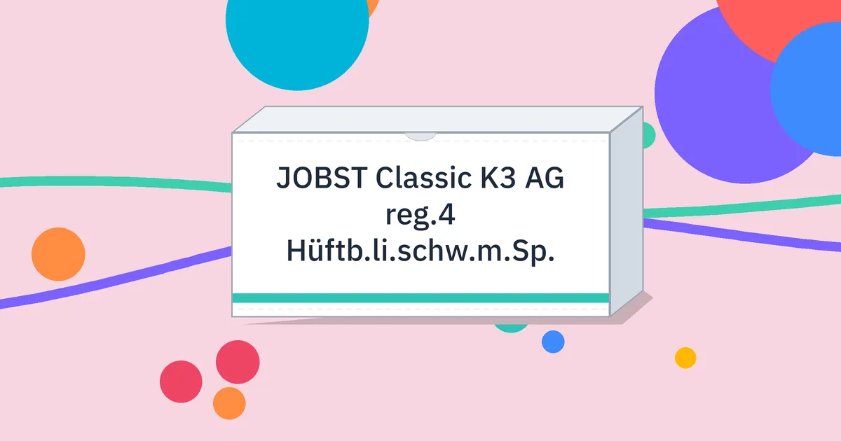 Symbolbild: Packung mit der Aufschrift JOBST Classic K3 AG reg.4 Hüftb.li.schw.m.Sp. (PZN 13075488) – Verfügbarkeit und Bezug in Apotheken in Frankfurt am Main