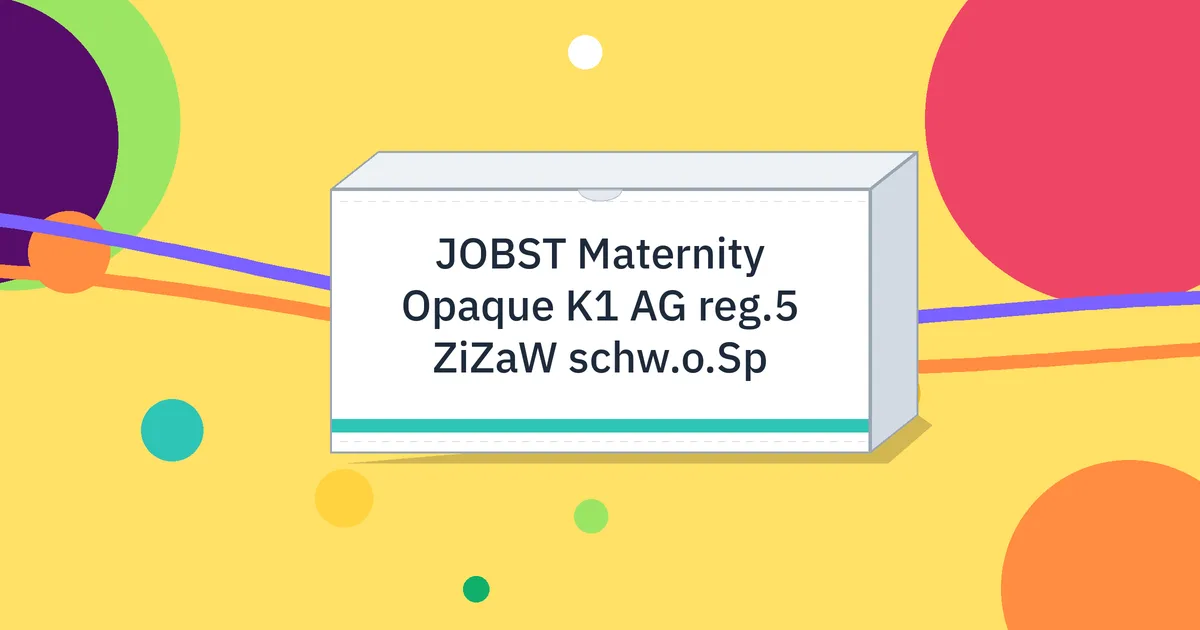 Symbolbild: Packung mit der Aufschrift JOBST Maternity Opaque K1 AG reg.5 ZiZaW schw.o.Sp (PZN 15852401) – Verfügbarkeit und Bezug in Apotheken in Frankfurt am Main