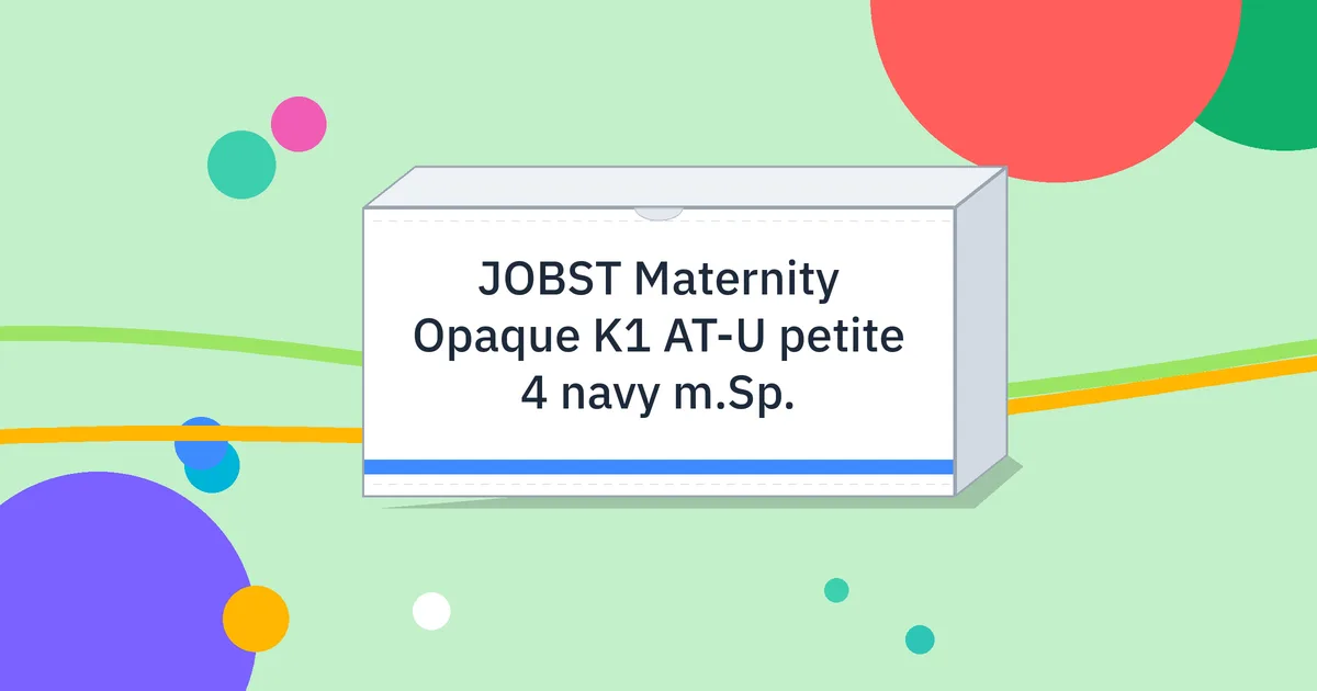 Symbolbild: Packung mit der Aufschrift JOBST Maternity Opaque K1 AT-U petite 4 navy m.Sp. (PZN 15860139) – Verfügbarkeit und Bezug in Apotheken in Frankfurt am Main
