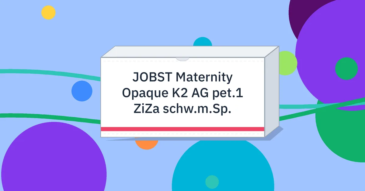 Symbolbild: Packung mit der Aufschrift JOBST Maternity Opaque K2 AG pet.1 ZiZa schw.m.Sp. (PZN 15853748) – Verfügbarkeit und Bezug in Apotheken in Frankfurt am Main