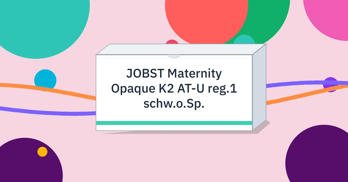 Symbolbild: Packung mit der Aufschrift JOBST Maternity Opaque K2 AT-U reg.1 schw.o.Sp. (PZN 15853984) – Verfügbarkeit und Bezug in Apotheken in Frankfurt am Main