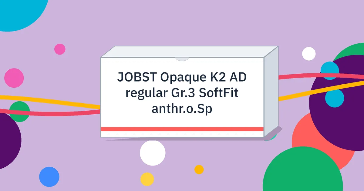Symbolbild: Packung mit der Aufschrift JOBST Opaque K2 AD regular Gr.3 SoftFit anthr.o.Sp (PZN 16277324) – Verfügbarkeit und Bezug in Apotheken in Frankfurt am Main