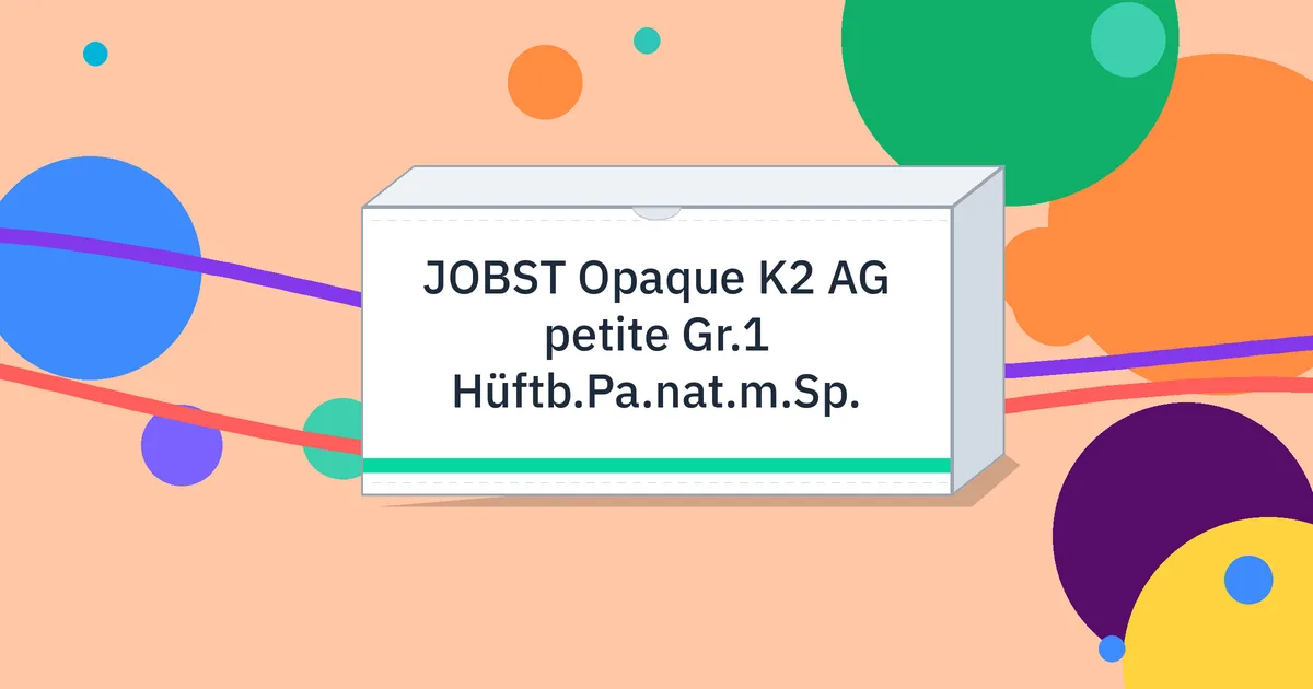 Symbolbild: Packung mit der Aufschrift JOBST Opaque K2 AG petite Gr.1 Hüftb.Pa.nat.m.Sp. (PZN 13114389) – Verfügbarkeit und Bezug in Apotheken in Frankfurt am Main