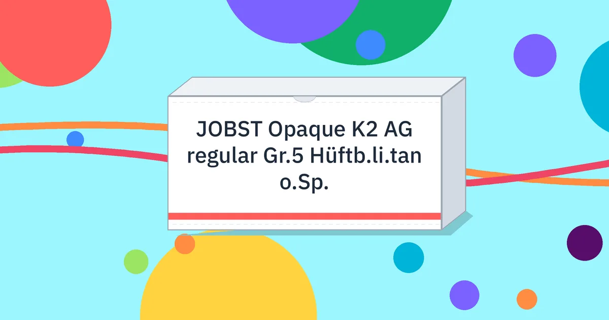 Symbolbild: Packung mit der Aufschrift JOBST Opaque K2 AG regular Gr.5 Hüftb.li.tan o.Sp. (PZN 16287038) – Verfügbarkeit und Bezug in Apotheken in Frankfurt am Main