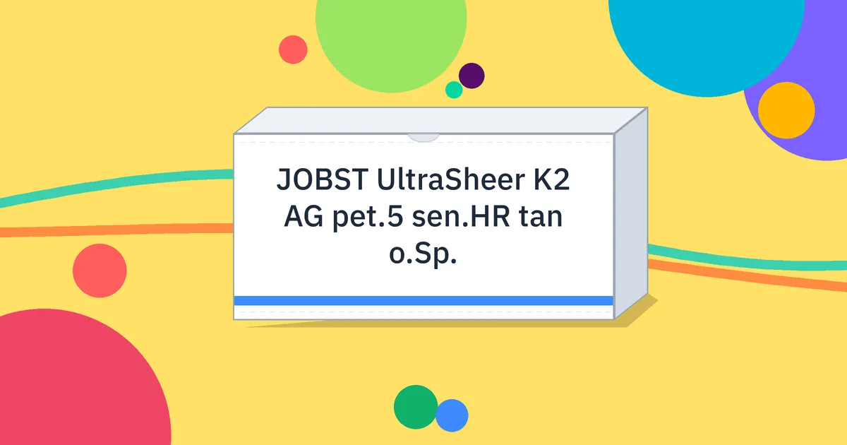 Symbolbild: Packung mit der Aufschrift JOBST UltraSheer K2 AG pet.5 sen.HR tan o.Sp. (PZN 16305121) – Verfügbarkeit und Bezug in Apotheken in Frankfurt am Main
