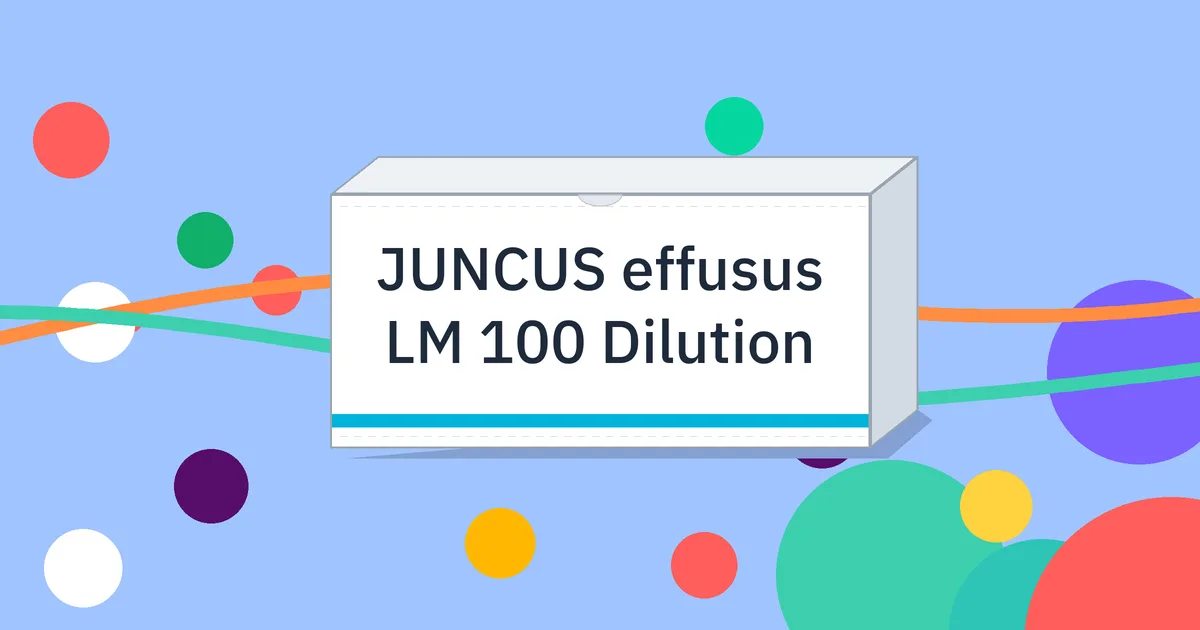 Symbolbild: Packung mit der Aufschrift JUNCUS effusus LM 100 Dilution (PZN 13564448) – Verfügbarkeit und Bezug in Apotheken in Frankfurt am Main
