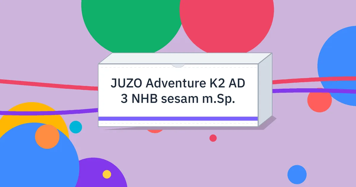 Symbolbild: Packung mit der Aufschrift JUZO Adventure K2 AD 3 NHB sesam m.Sp. (PZN 16494205) – Verfügbarkeit und Bezug in Apotheken in Frankfurt am Main
