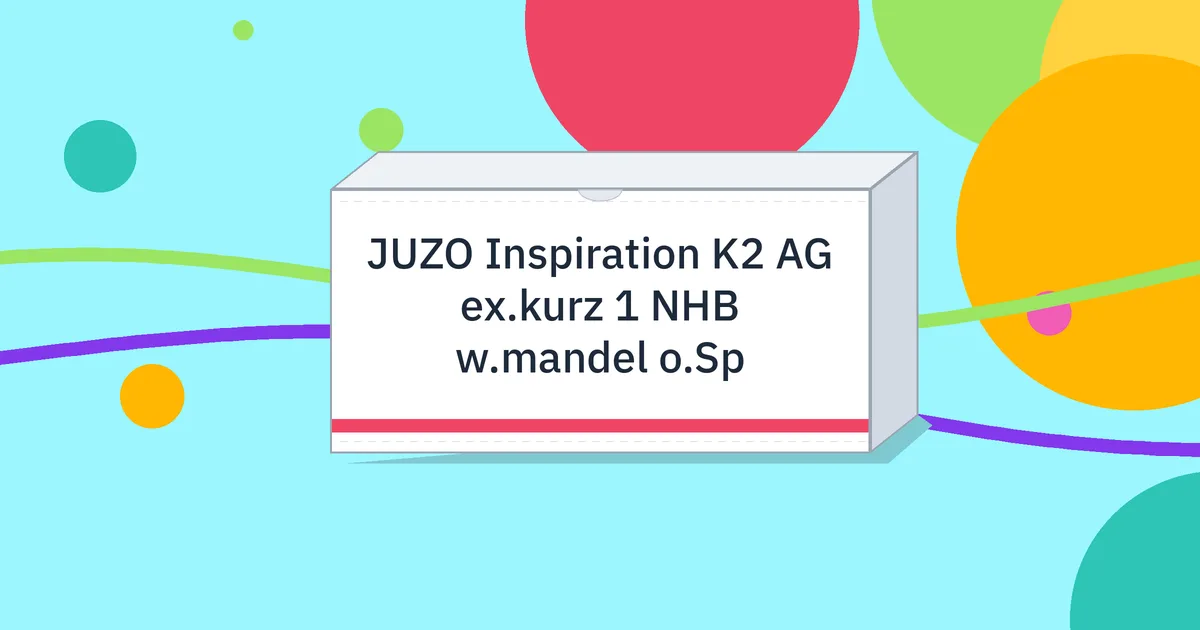 Symbolbild: Packung mit der Aufschrift JUZO Inspiration K2 AG ex.kurz 1 NHB w.mandel o.Sp (PZN 14961476) – Verfügbarkeit und Bezug in Apotheken in Frankfurt am Main