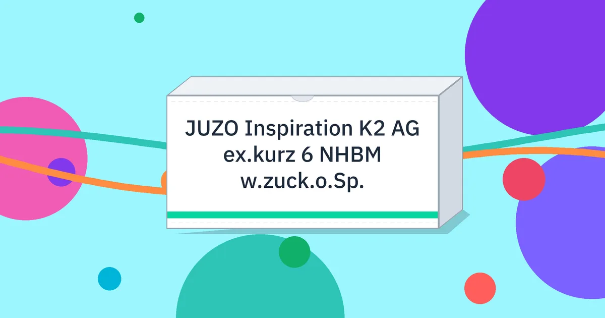 Symbolbild: Packung mit der Aufschrift JUZO Inspiration K2 AG ex.kurz 6 NHBM w.zuck.o.Sp. (PZN 14965617) – Verfügbarkeit und Bezug in Apotheken in Frankfurt am Main