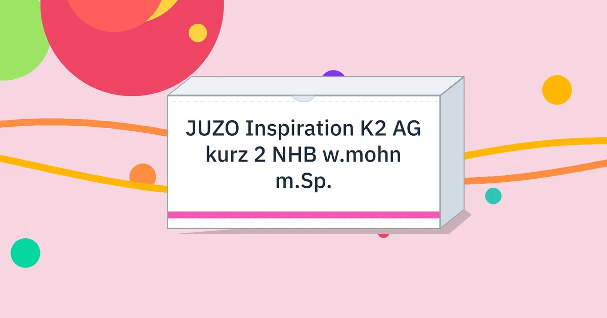 Symbolbild: Packung mit der Aufschrift JUZO Inspiration K2 AG kurz 2 NHB w.mohn m.Sp. (PZN 14947855) – Verfügbarkeit und Bezug in Apotheken in Frankfurt am Main
