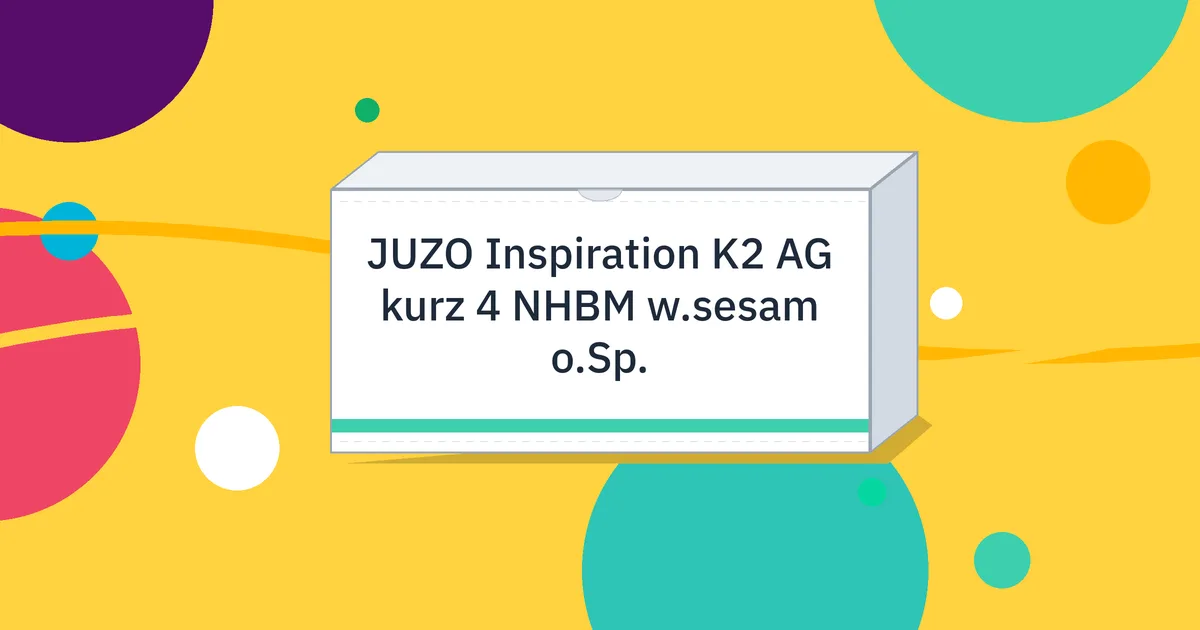Symbolbild: Packung mit der Aufschrift JUZO Inspiration K2 AG kurz 4 NHBM w.sesam o.Sp. (PZN 14949363) – Verfügbarkeit und Bezug in Apotheken in Frankfurt am Main