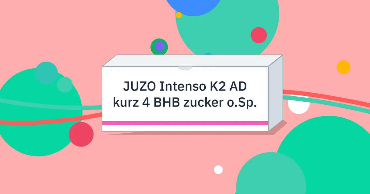 Symbolbild: Packung mit der Aufschrift JUZO Intenso K2 AD kurz 4 BHB zucker o.Sp. (PZN 18624801) – Verfügbarkeit und Bezug in Apotheken in Frankfurt am Main